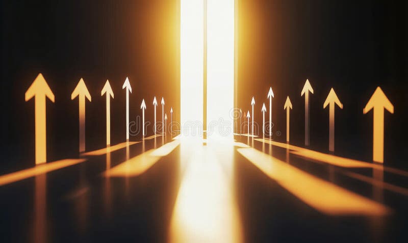 Illuminated Pathway with Arrows Leading To Light, Symbolizing Hope and ...