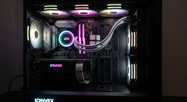 Illuminated PC Interior with Vibrant RGB Lighting and Advanced ...