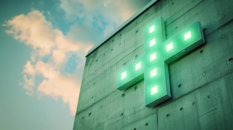 The Illuminated Pharmacy Cross Sign.AI Generated Image Stock Image ...