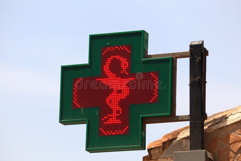 Red pharmacy sign stock image. Image of pharmacist, sign - 55792825