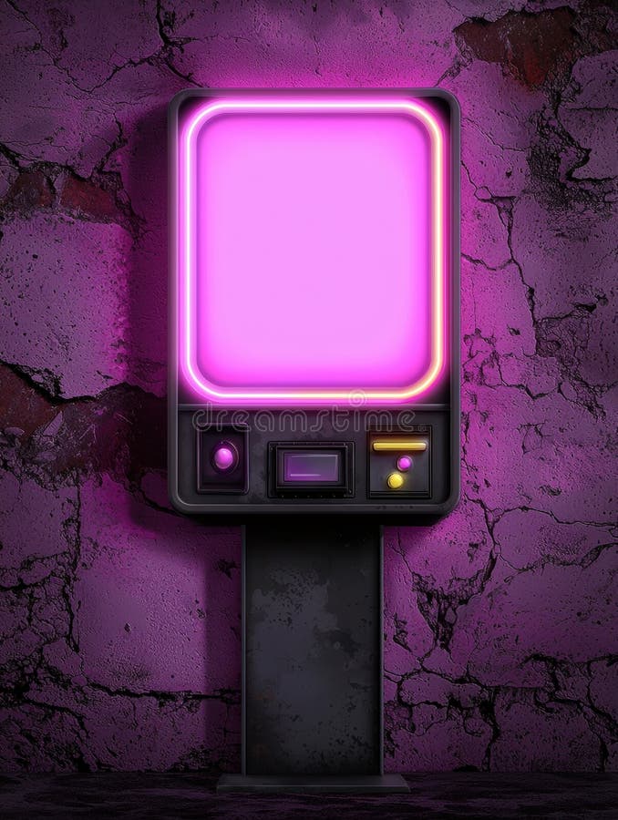 Illuminated Pink Screen on a Textured Wall. Stock Illustration ...