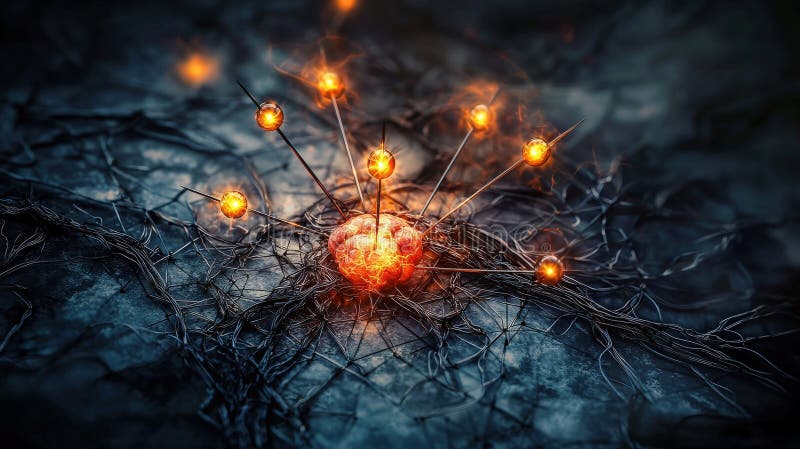 Illuminated Pins Marking a Human Map Digital Art Abstract Environment ...