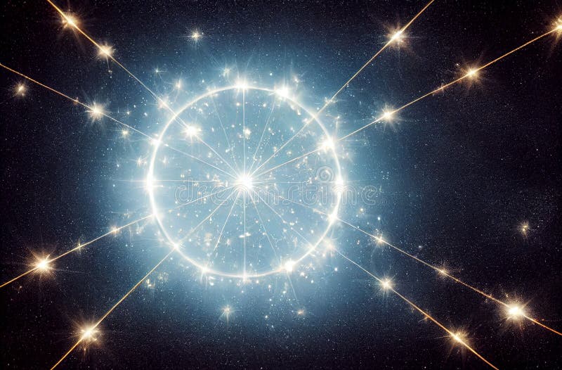 Illuminated Planet with Shooting Stars in the Dark Sky Stock Photo ...