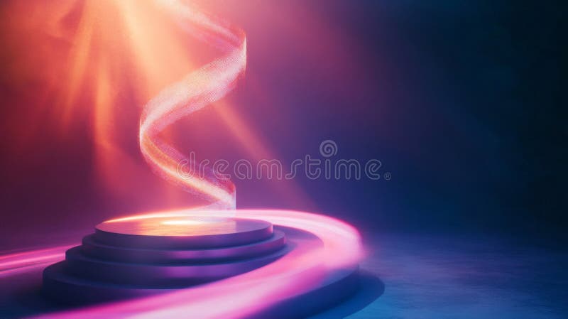 Illuminated Platform with a Glowing Spiral of Light Stock Illustration ...