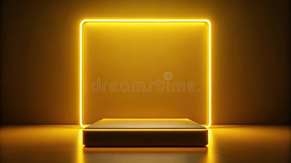 Illuminated Platform with Glowing Square Frame for Product Display ...