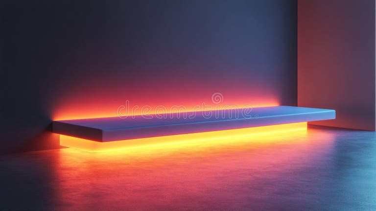 Illuminated Platform with Neon Lights in a Modern Setting Stock ...
