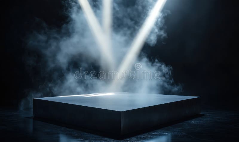Illuminated Platform with Smoke Effects, Dramatic Lighting, Dark ...