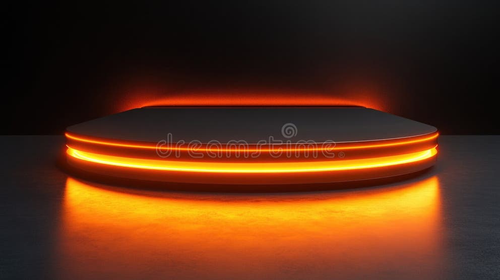 Illuminated Platform Table Dark Room Stock Photo - Image of event ...