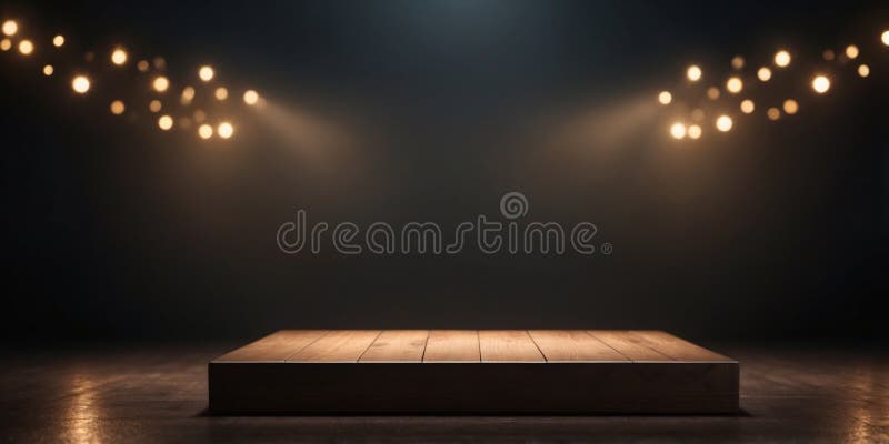 Illuminated Podium on Dark Stage for Product Promotion with Dramatic ...