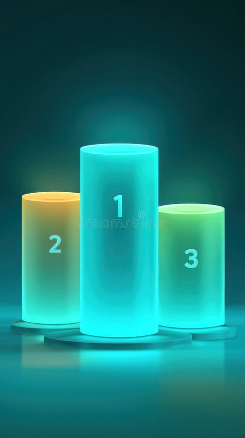 Illuminated Podium: a Neon Glow of Victory and Achievement. Celebrate ...