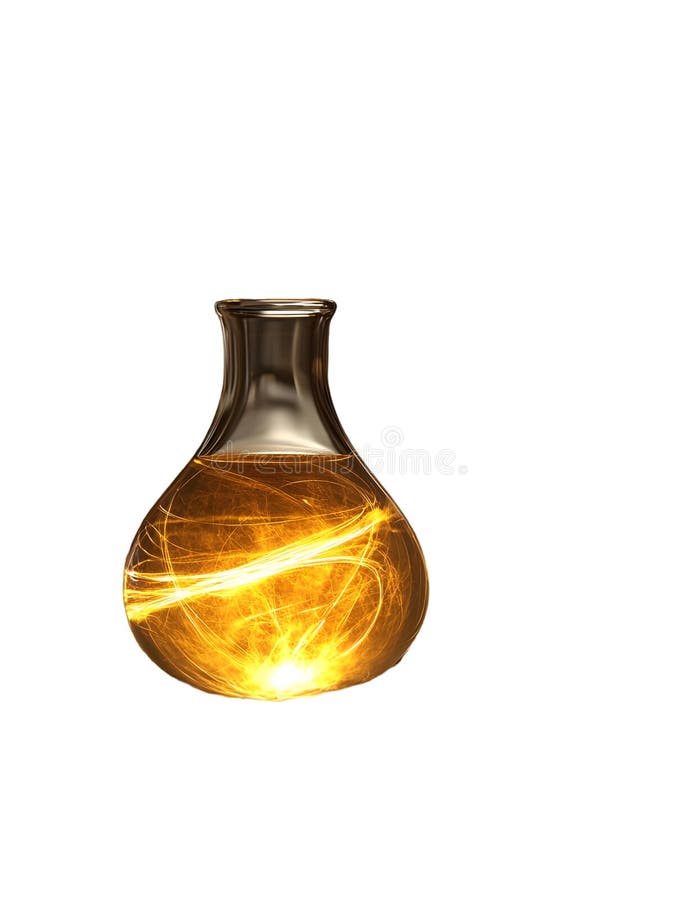 Illuminated Potion in a Glass Flask Stock Photo - Image of science ...