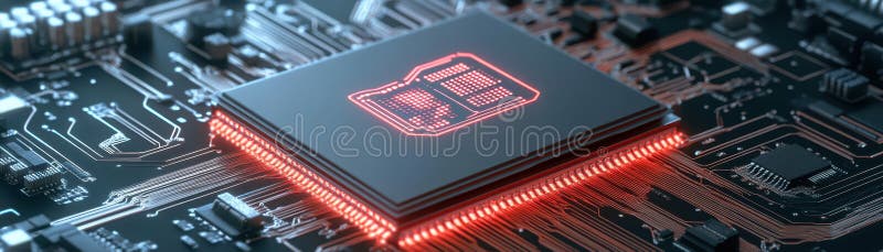 Illuminated Processor, Red Light Signals Active Computing on a ...