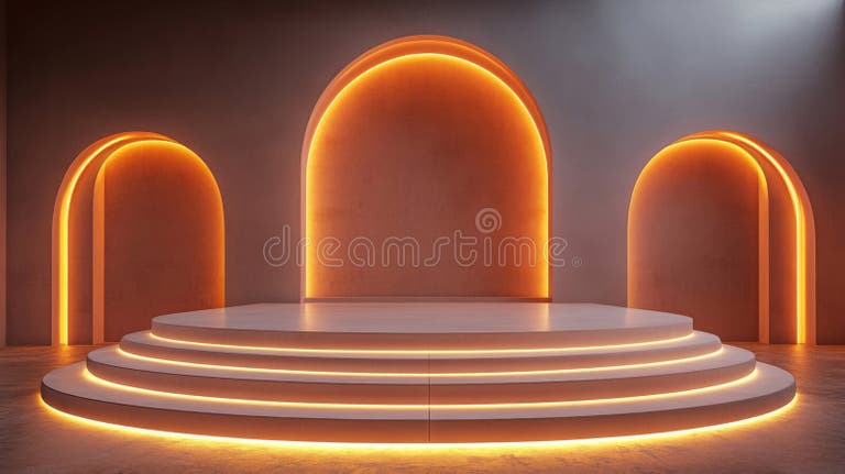 Illuminated Product Display Podium with Arches Stock Illustration ...