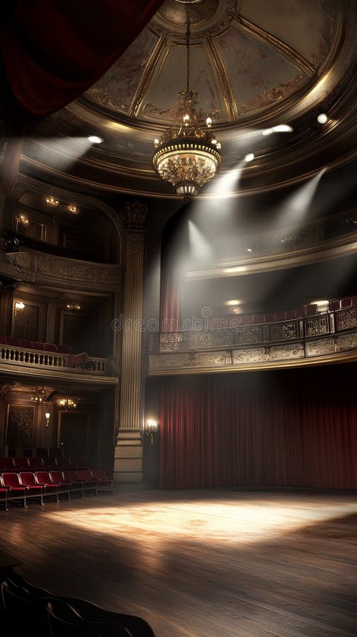 Illuminated Proscenium Stage Capturing an Elegant Theater Atmosphere ...
