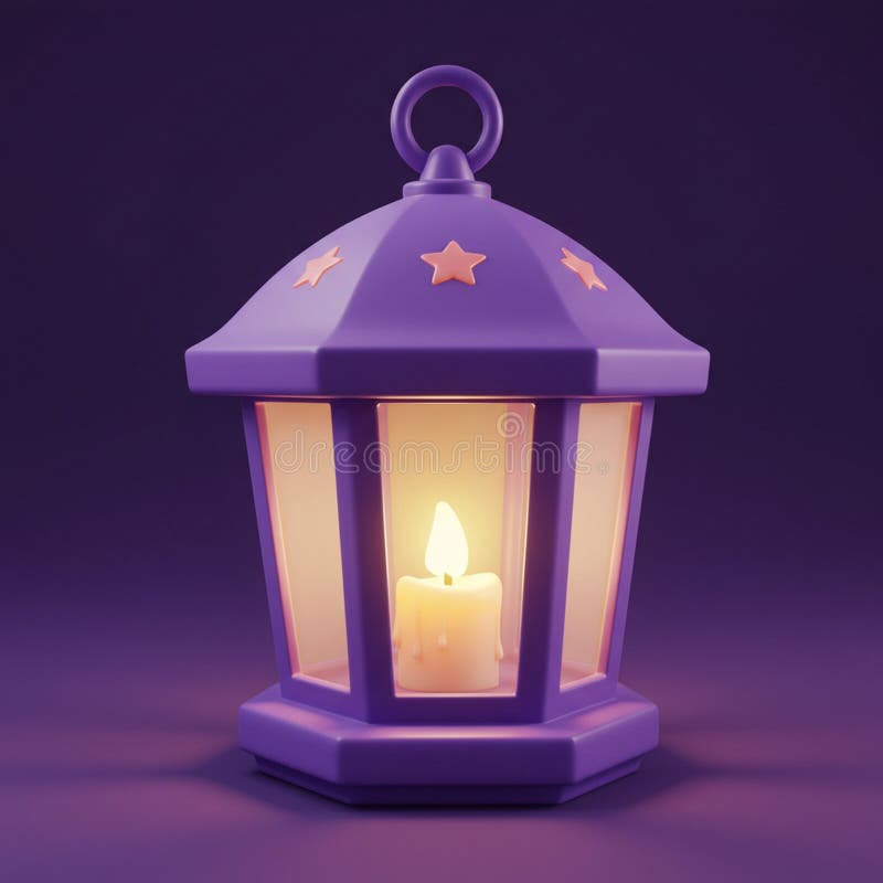 Illuminated Purple Lantern with Candle Light Animation Stock ...