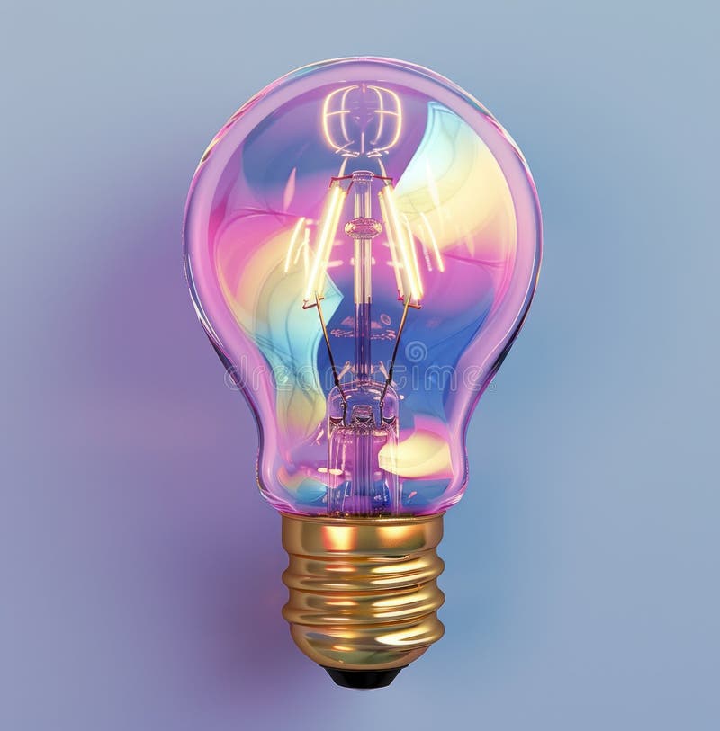 Illuminated Purple Light Bulb on Dark Stock Photo - Image of light ...
