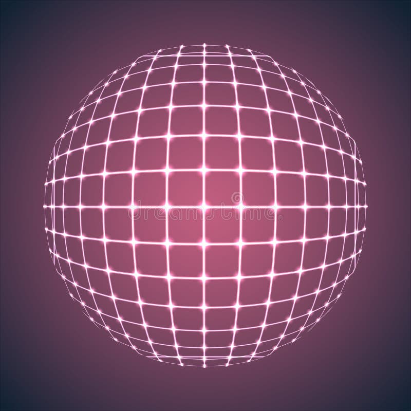 Illuminated Purple Mesh Sphere Stock Vector - Illustration of black ...