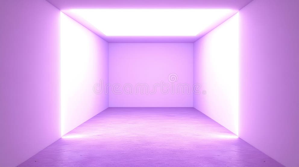 Illuminated in Purple, a Single Light Source Illuminates an Empty Room ...