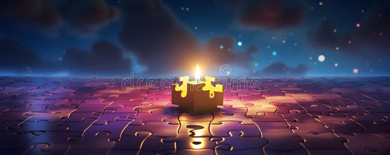 A Illuminated Puzzle Piece Completes an Intricate Challenge in Solving ...