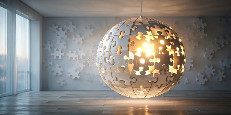 Illuminated Puzzle Sphere Pendant Light in a Modern Interior Setting ...