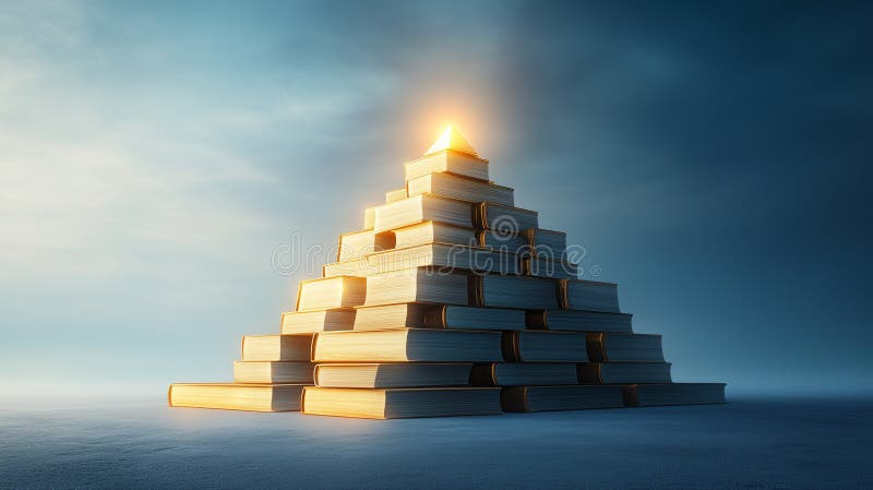 Illuminated Pyramid of Books, Concept of Knowledge and Education Stock ...