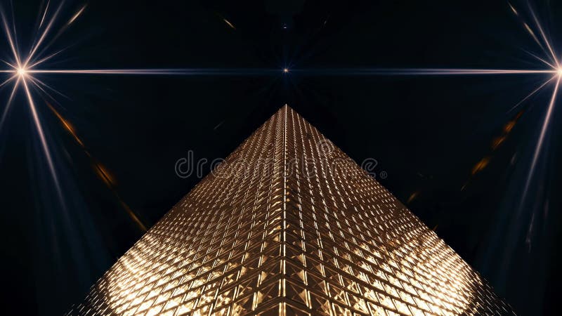 Illuminated Pyramid Structure Against Night Sky Creating Architectural ...