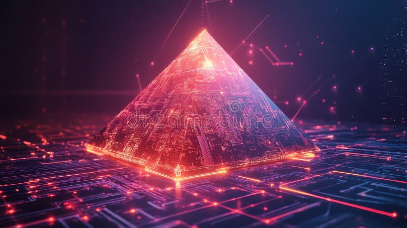 Illuminated Pyramid Structure on a Circuit Board Stock Photo - Image of ...