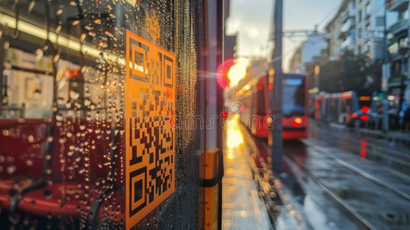 Illuminated QR Code on Urban Night Background. Generative Ai Stock ...