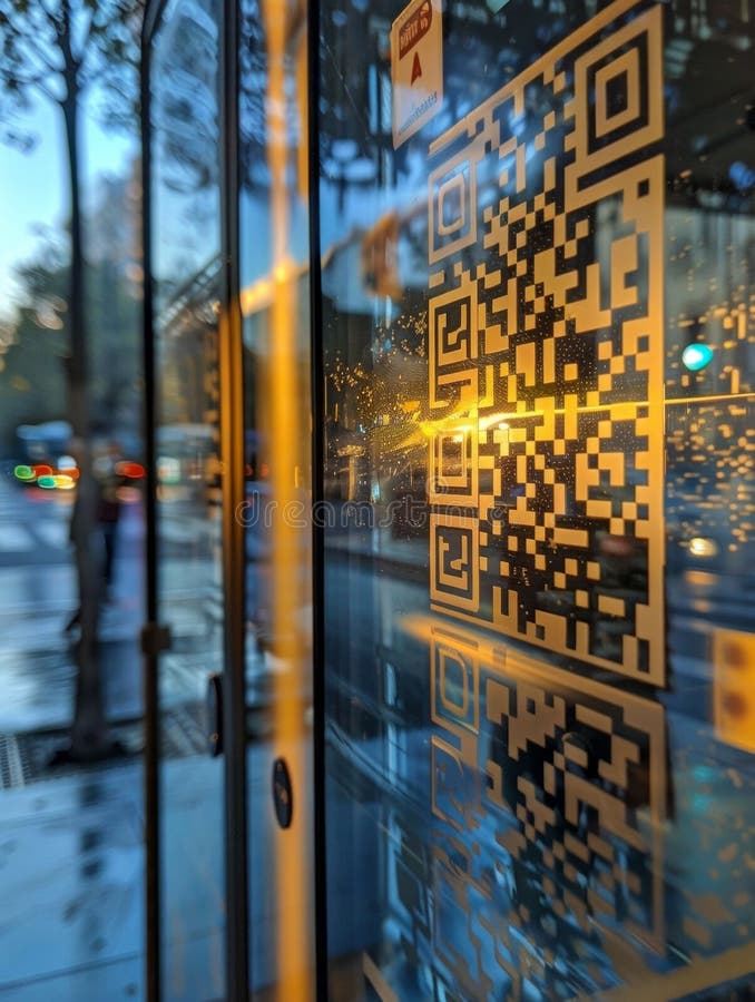 Illuminated QR Code on Urban Night Background. Generative Ai Stock ...