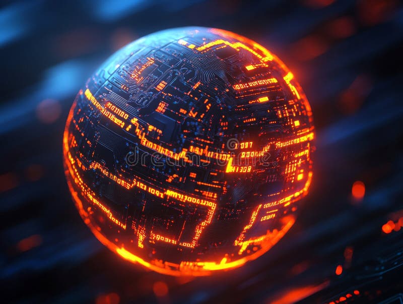 An Illuminated Quantum Computer Showcasing Entangled Particles and ...