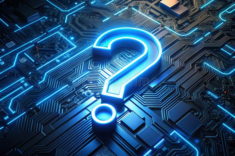 Illuminated Question Mark on a Circuit Board Visualizing Tech ...