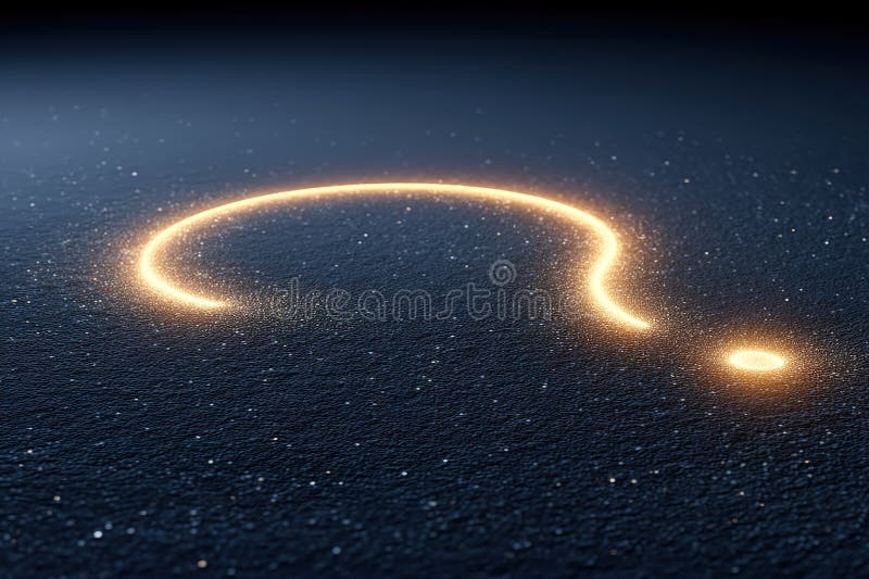 Illuminated Question Mark Shines on Dark Surface, Creating an ...