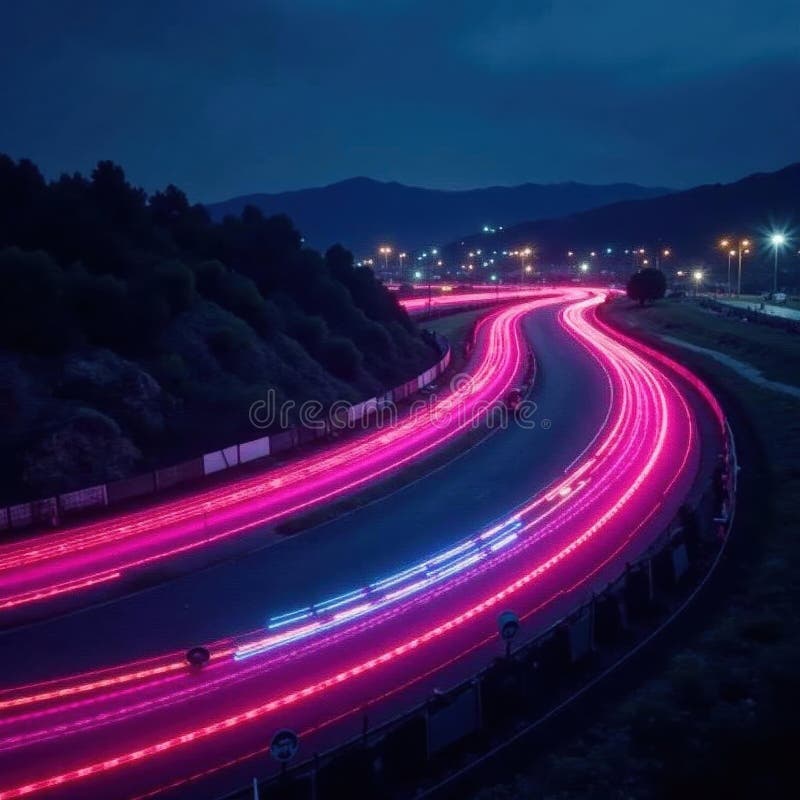Illuminated Race Track for Formula One Racing Championship, Generative ...