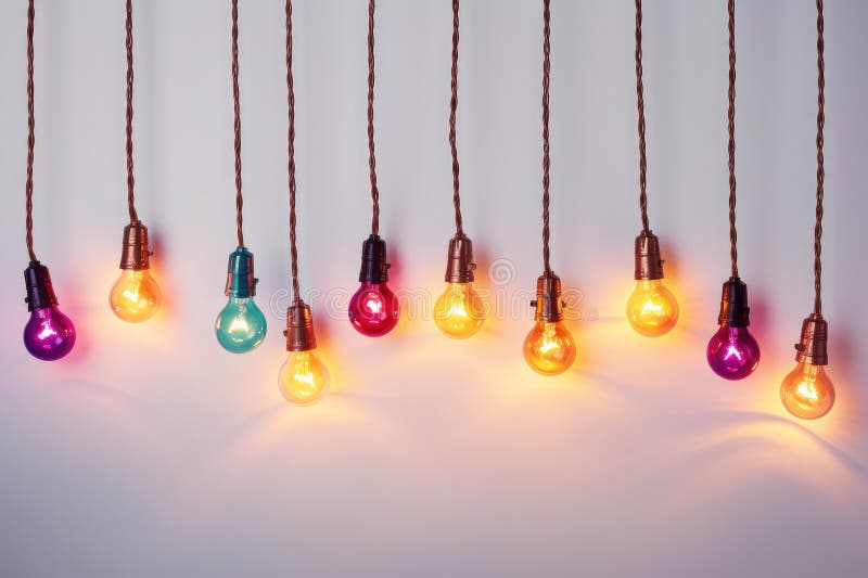 Illuminated Rainbow: a String of Colorful Bulbs Casting Vibrant Glow ...