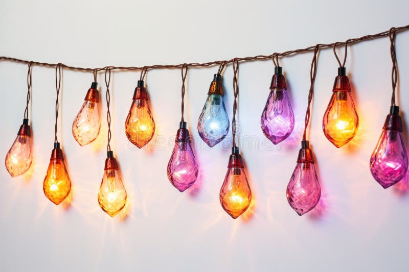Illuminated Rainbow: a String of Colorful Bulbs Casting Vibrant Glow ...
