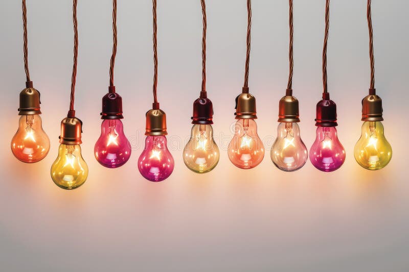Illuminated Rainbow: a String of Colorful Bulbs Casting Vibrant Glow ...