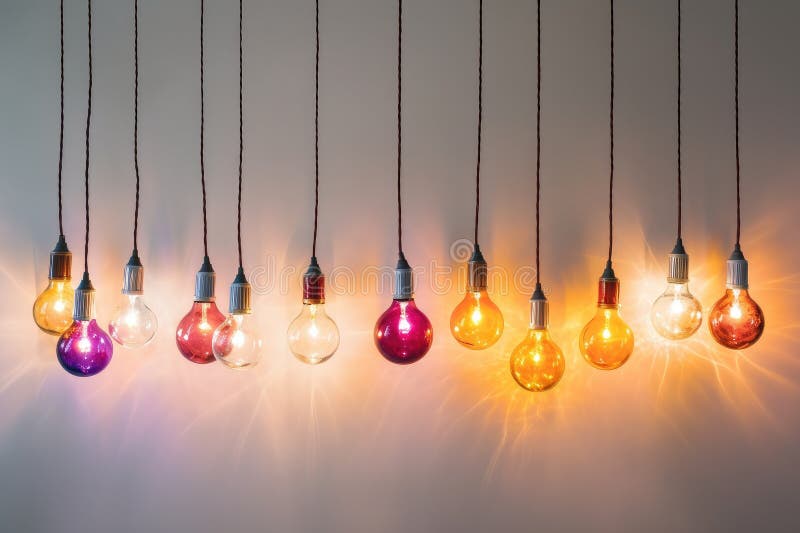 Illuminated Rainbow: a String of Colorful Bulbs Casting Vibrant Glow ...