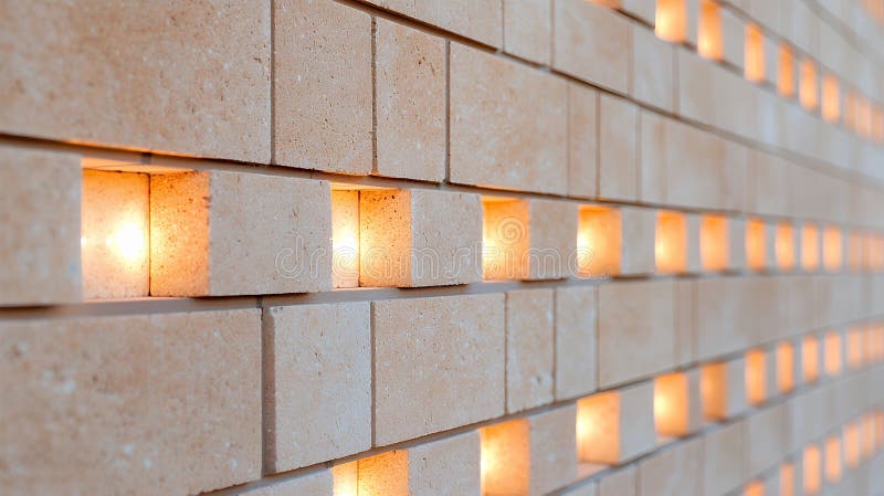 Illuminated Recessed Brick Wall Design Stock Illustration ...