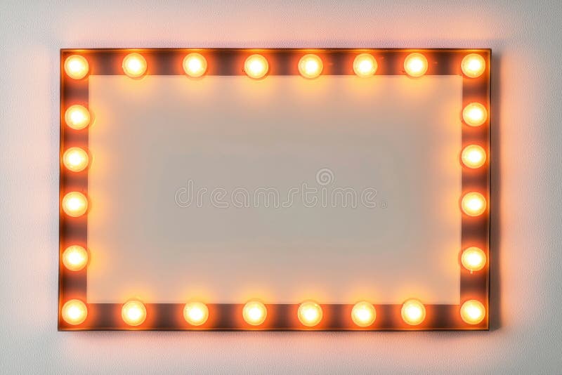Illuminated Rectangular Frame with Blank Center Vintage Hollywood Style ...