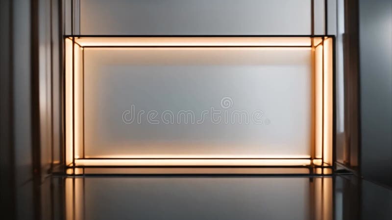 Illuminated Rectangular Frame Display Shelf with Black Metal Design ...
