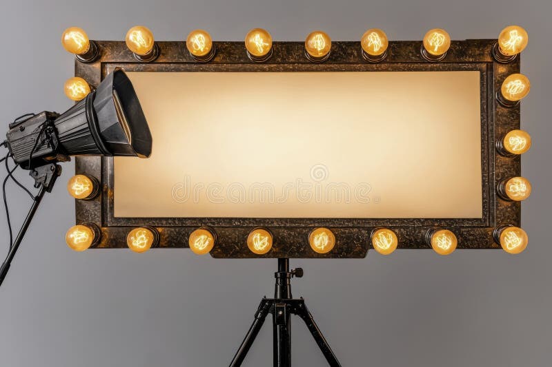 Illuminated Rectangular Lightbox with Spotlight and Warm Bulbs on ...