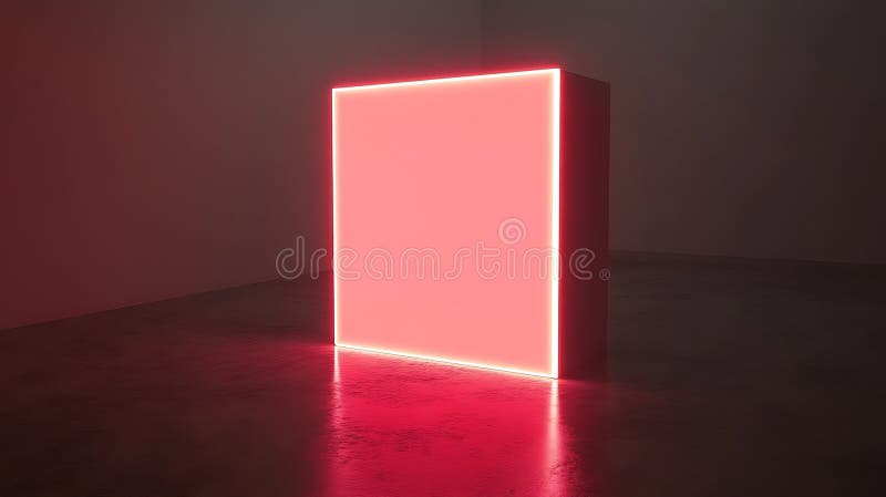 Illuminated Rectangular Panel Glowing Red in Dark Room Stock Photo ...