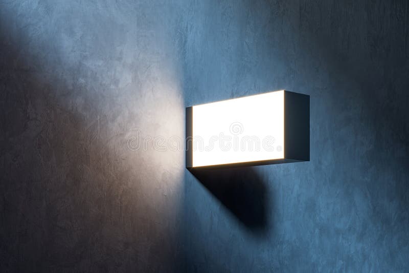Illuminated Rectangular Sign Mockup Glowing Against a Textured Wall at ...