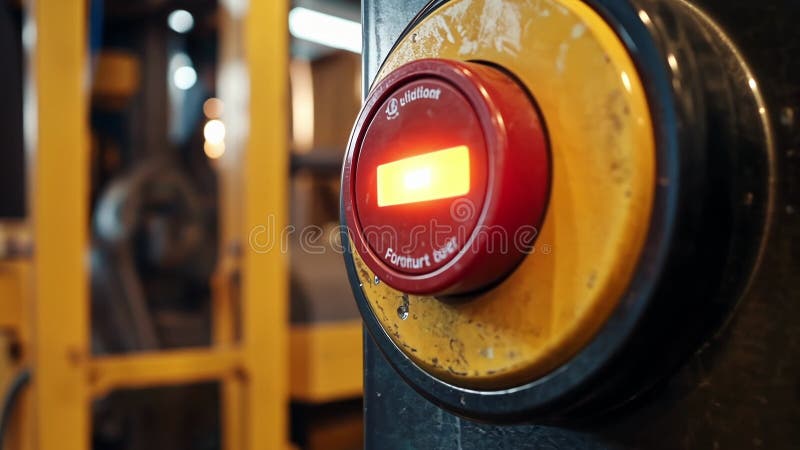 Red Emergency Stop Button Shining in Industrial Setting Stock Video ...