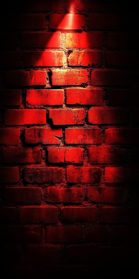 Illuminated Red Grunge Brick Wall Texture., Background with Dramatic ...
