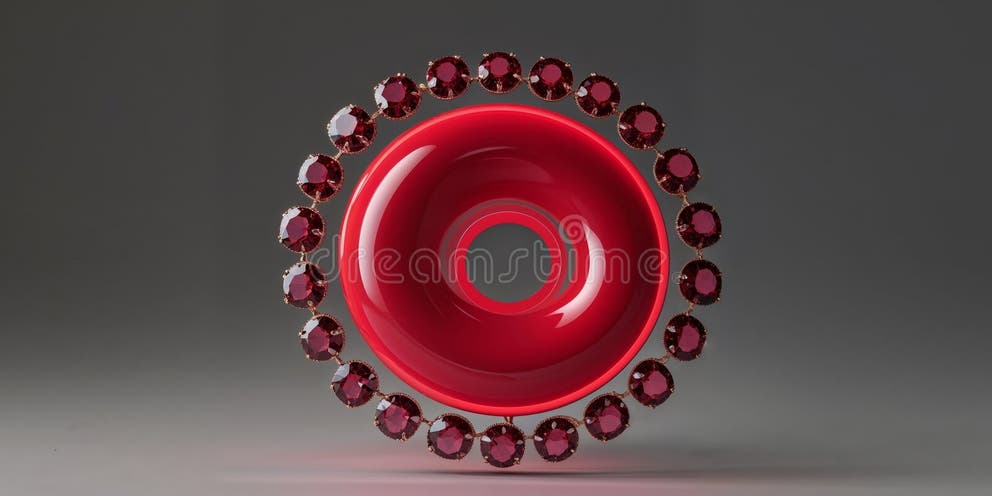 Illuminated Red Kidney Shape Structure with Matching Gemstones Around ...