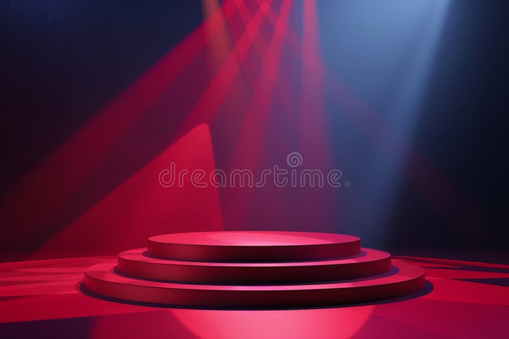 Illuminated Red Light Circle Stage Podium. AI Generative Stock Image ...