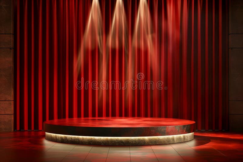 Illuminated Red Light Circle Stage Podium. AI Generative Stock Photo ...