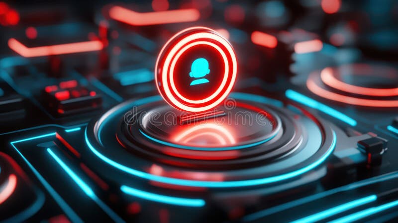 Illuminated Red Light on Computer Keyboard, Closeup View of Technology ...