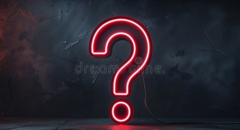 Illuminated Red Neon Question Mark Symbolizing Inquiry and ...